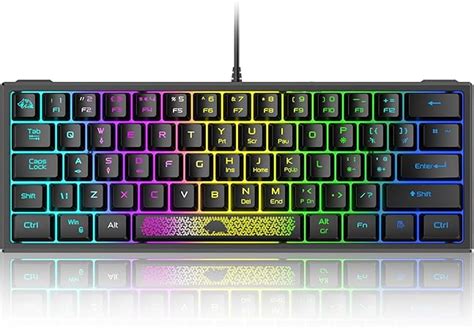 60 Wired Gaming Keyboard Rgb Backlit Ultra Compact Mini Keyboard Waterproof Small