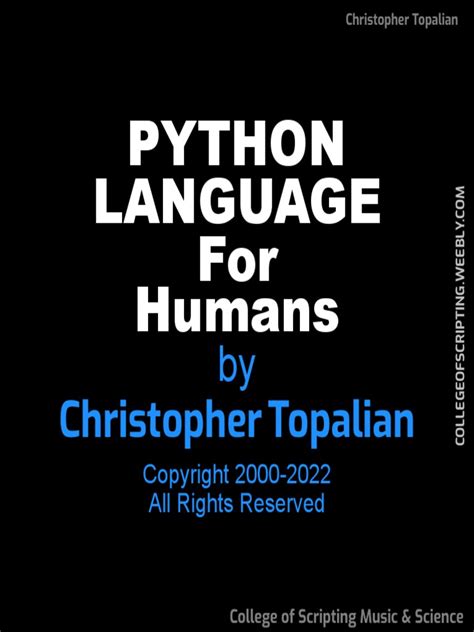 Python Language For Humans By Christopher Topalian Pdf Window Computing Component Object