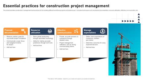 Essential Practices For Construction Project Management Ppt Presentation