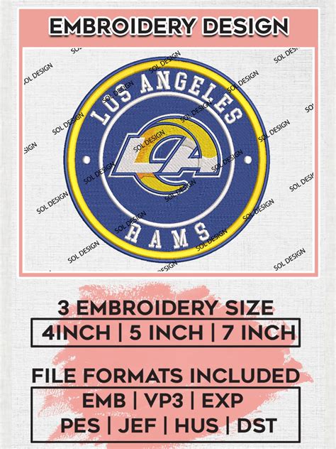 Nfl Los Angeles Rams Circle Logo Embroidery Design Files Nfl Rams Nfl