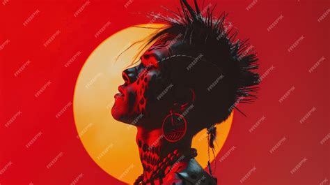 Full Body Shot Of Indigenous Nonbinary Person With Dyed Hair In Pop Art