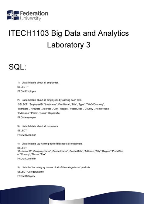 Itech 1103 Topic 3 Lab Solutions Itech1103 Big Data And Analytics