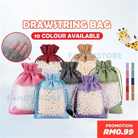 Window Cute Drawstring Bag Pouch Bag Jute Bag Jewellery Bag Linen Burlap Bag Birthday Bag Beg