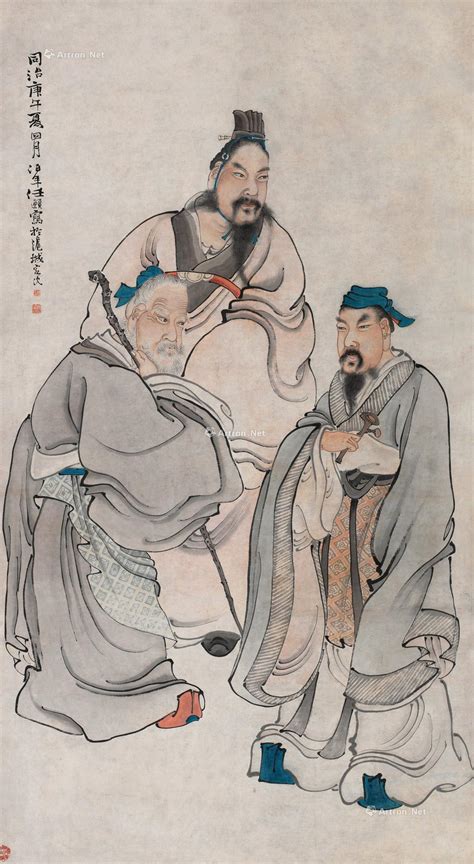 【庚午（1870）年作 福禄寿三星 立轴 设色纸本】拍卖品图片价格鉴赏绘画雅昌艺术品拍卖网