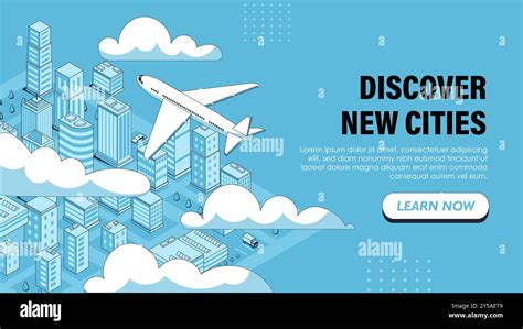 Discover New Cities Poster Airplane In Sky Above High Rise Buildings