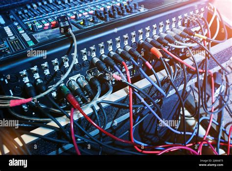 Digital Mixing Console Sound Mixer Control Panel Closeup Of Audio