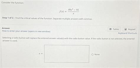 solved consider the function f x 49x2 81xstep 1 ﻿of 2 find