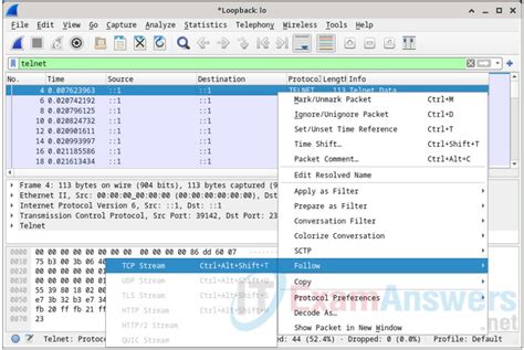 Lab Examining Telnet And SSH In Wireshark Answers