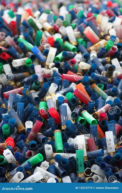 Empty Fired Shotgun Shells Stock Image Image Of Metal 12574779
