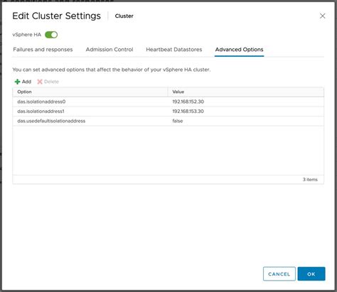 Виртуализация Нужно ли указывать два Isolation адреса растянутого кластера Vmware Vsan для