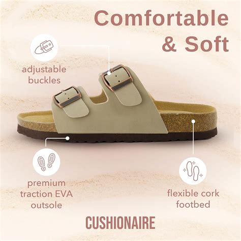 Cushionaire Lane Cork Footbed Sandals For Women Comfortable Double