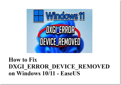 How To Fix Dxgi Error Device Removed On Windows Easeus