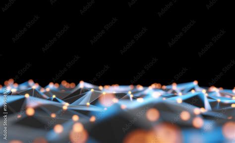 Abstract Particle Background Mess Networkfuturistic Plexus Array Big Data3d Rendering Stock