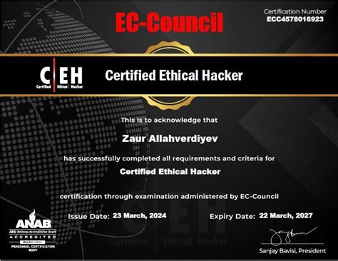 Ceh Certifiedethicalhacker Cybersecurity Ethicalhacking Certification… Zaur Allahverdiyev