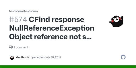Cfind Response Nullreferenceexception Object Reference Not Set To An Instance Of An Object