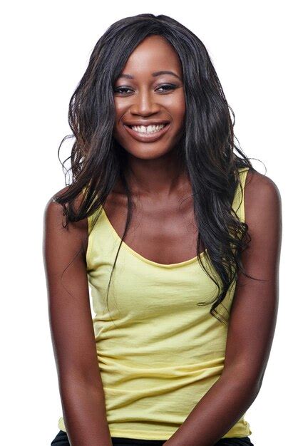 Just Feeling Great Foto De Estudio De Una Joven Sonriente Aislada En Blanco Foto Premium