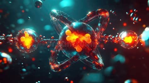 Futuristic Molecular Structure With Glowing Particles And Atoms In Motion Stock Image Image Of
