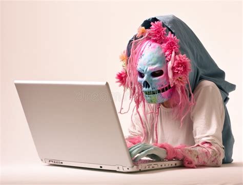 Anonymous Hacker With Crazy And Weird Fashion Concept Of Hacking Cybersecurity Cybercrime
