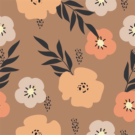 Cute Hand Drawn Vintage Floral Pattern Seamless Background Vector