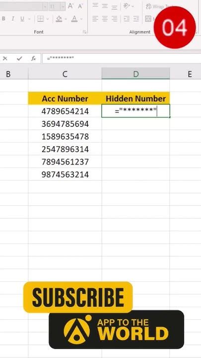hide account number excel trick shorts viral exceltips msexcel