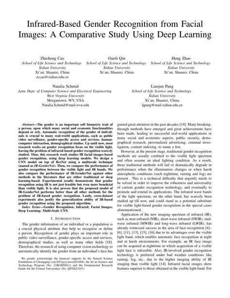 Pdf Infrared Based Gender Recognition From Facial Images A