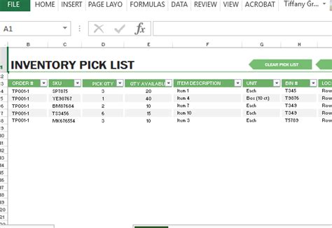 Create Your Inventory Pick List And Bin Lookup In One Template