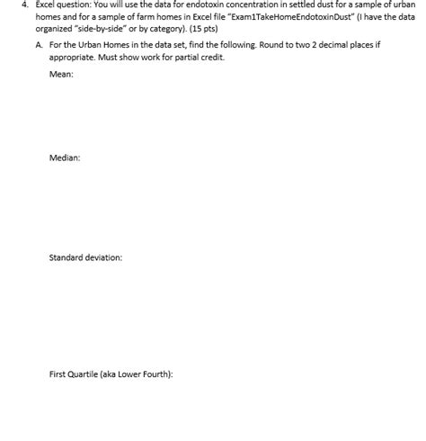 Solved Excel Question You Will Use The Data For Endotoxin Chegg Com