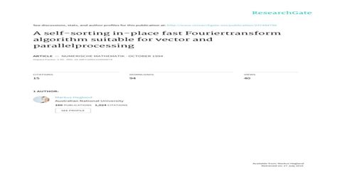 Download Pdf Fast Fourier Transform Algorithm Parallel Processing