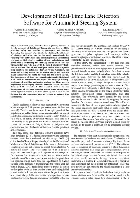 Pdf Development Of Real Time Lane Detection Software For Automated