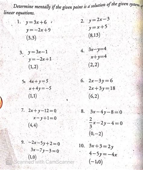 solved determine mentally if the given point is a solution of the