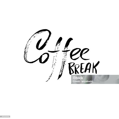 커피 휴식입니다 현대 드라이 브러쉬 레터링입니다 커피 따옴표입니다 디자인을 작성 하는 손 카페 포스터 인쇄 템플릿입니다 벡터 일러스트입니다 0명에 대한 스톡 벡터 아트 및
