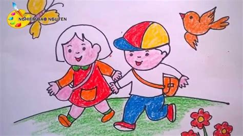 Vẽ bé đi học How to Draw baby go to babe mới nhất Vẽ vn