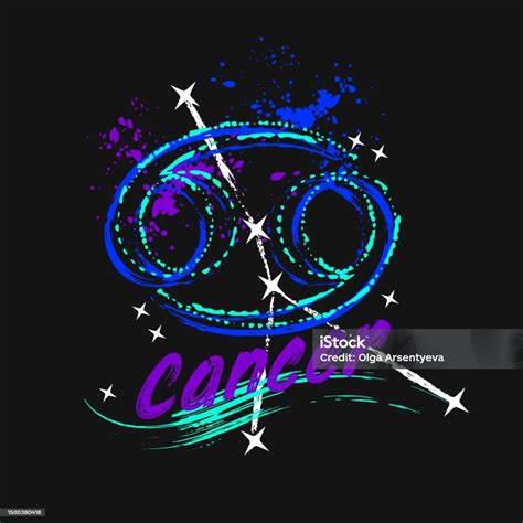 별자리 텍스트 페인트 튄 자국 얼룩 브러시 스트로크가 있는 조디악 표지판 아이콘이 있는 그런지 레이블 별자리 물 요소의 난해한 요소 거리 스타일의 장식용 0명에 대한 스톡