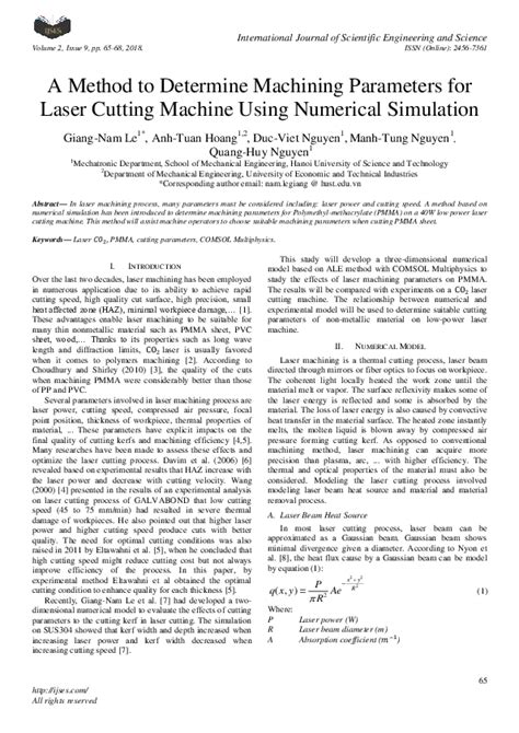 pdf a method to determine machining parameters for laser cutting