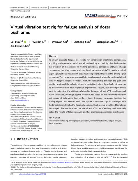 Pdf Virtual Vibration Test Rig For Fatigue Analysis Of Dozer Push Arms