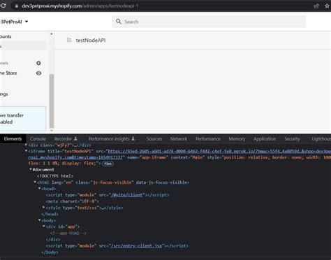 successful run just a blank admin page · issue 862 · shopify
