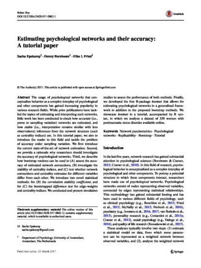 Epskamp Et Al 2017 Behavior Research Methods Psych Networks