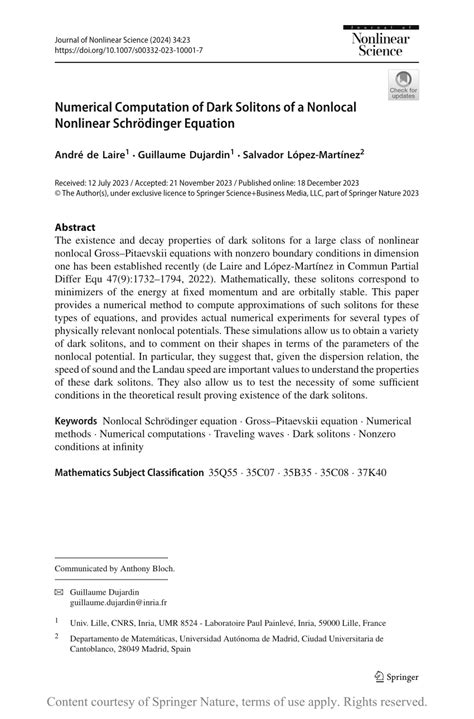 Numerical Computation Of Dark Solitons Of A Nonlocal Nonlinear Schrödinger Equation