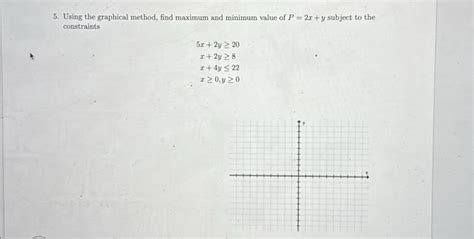 Solved 5 Using The Graphical Method Find Maximum And