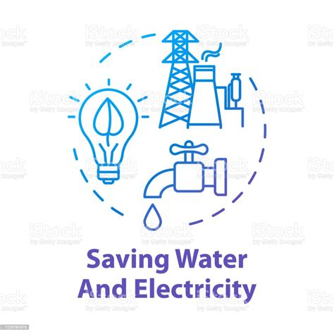 물과 전기 개념 아이콘을 절약합니다 책임 있는 리소스 소비 효율적인 전력 사용과 낭비 없음 생태 아이디어 얇은 라인 그림입니다 벡터 절연 윤곽선 Rgb 색상 그리기 0명에