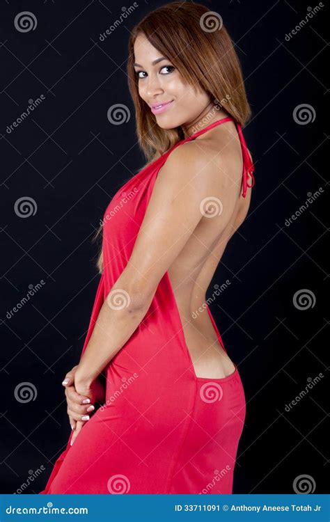 Pretty Woman In A Red Dress Stock Image Image Of Brown Hispanic