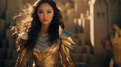 A Woman In A Gold Garment Premium AI Generated Image