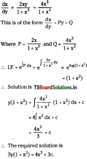 Ts Inter 2nd Year Maths 2b Differential Equations Important Questions Ts Board Solutions