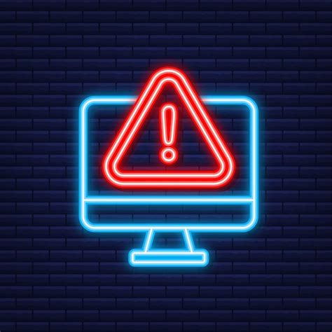 Premium Vector Alert Message Monitor Notification Neon Icon Danger Error Alerts Laptop