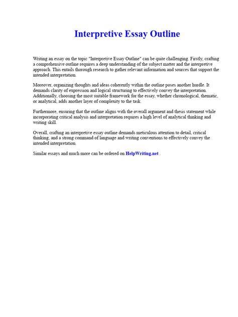 Interpretive Essay Outline Pdf Essays Thought