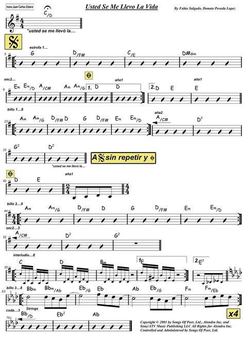 Usted Se Me Llevo La Vida Partituras Gran Coda