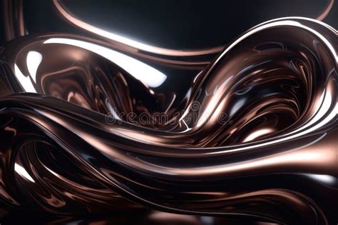 Abstract 3d Render Glossy Reflective Metallic Organic Curve Wave In
