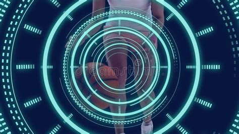 Animation Of Scope Scanning Over Caucasian Woman Playing Basketball Stock Video Video Of