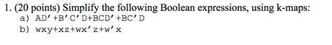 Solved Points Simplify The Following Boolean Chegg