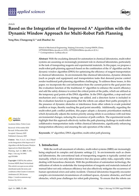 Pdf Based On The Integration Of The Improved A Algorithm With The
